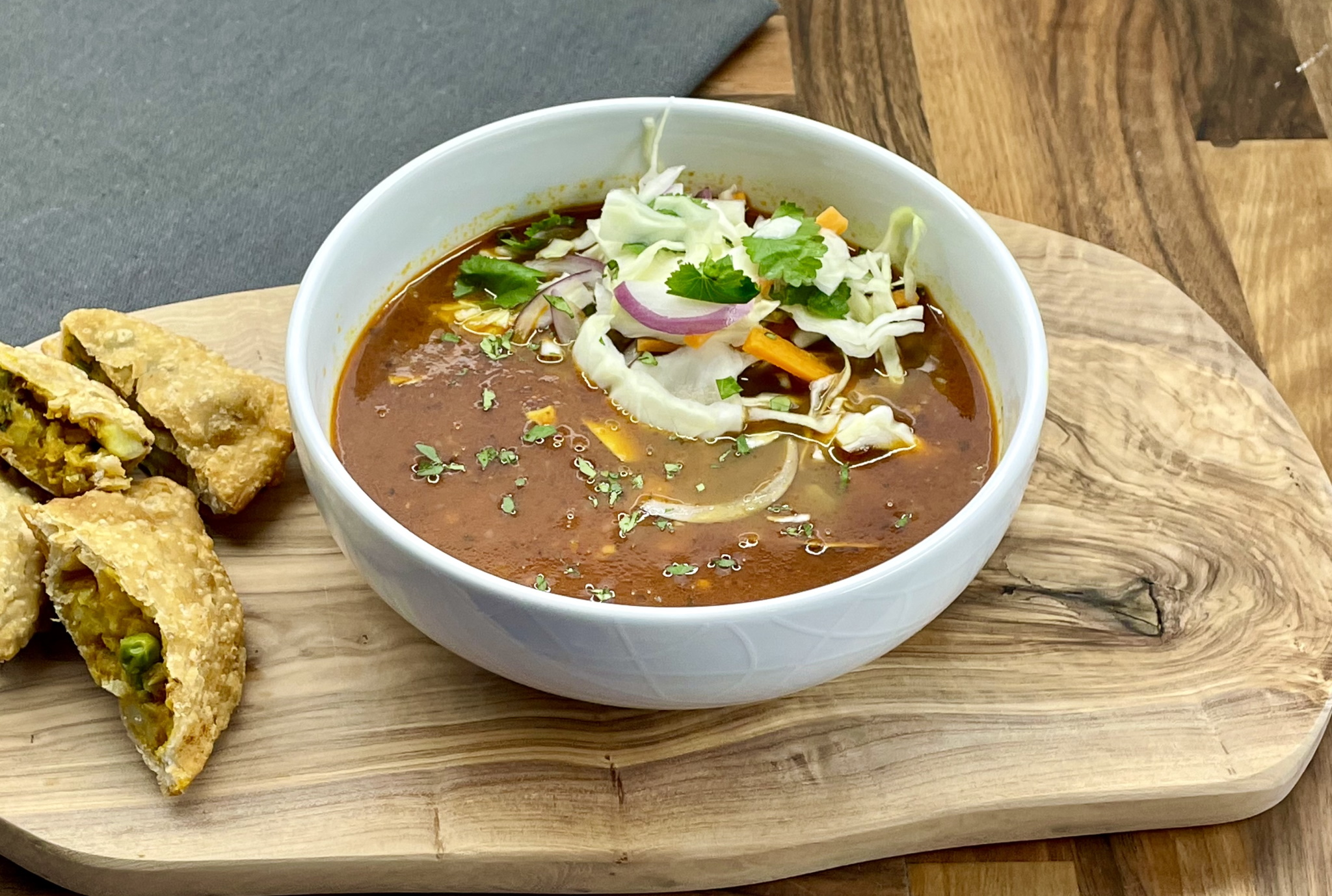 Burmese Samosa Soup (Samusa Thouk) | The Vegan Planet Kitchen