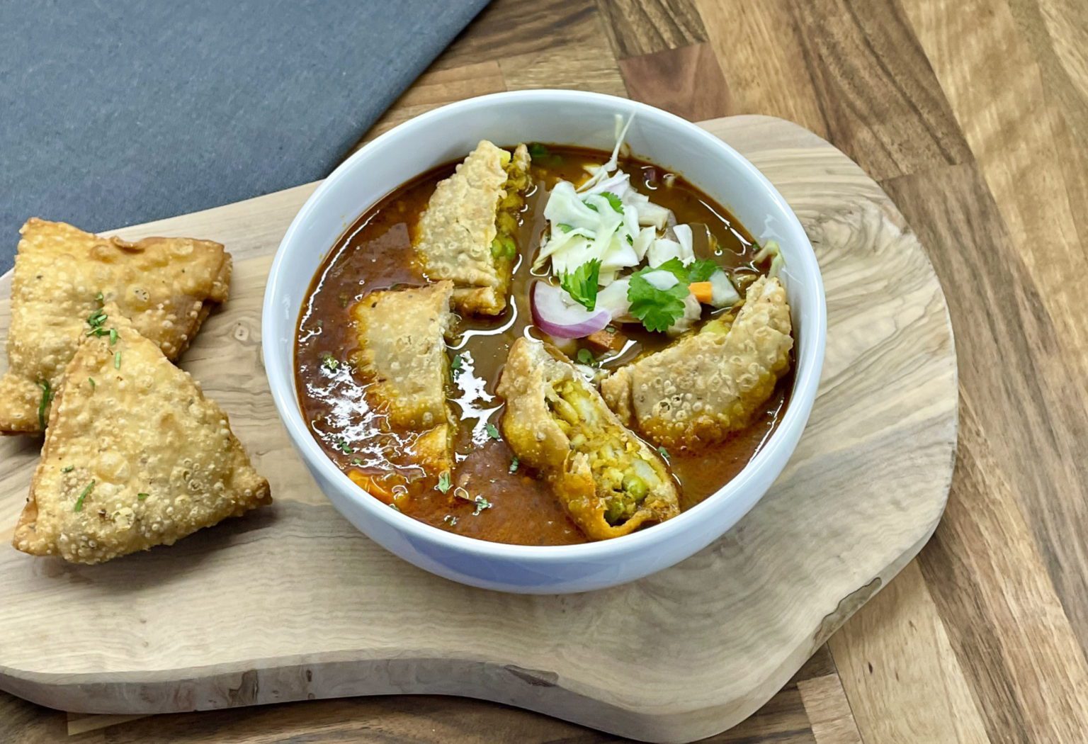 Burmese Samosa Soup (Samusa Thouk) | The Vegan Planet Kitchen